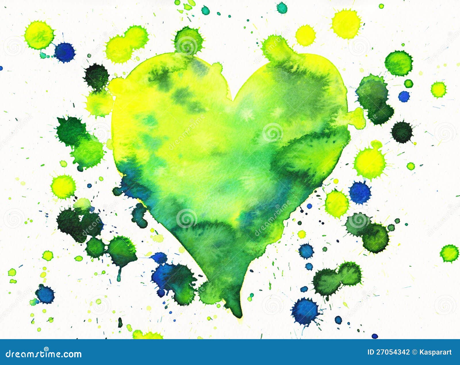Groen hart met verfplonsen stock illustratie. Illustration of ...