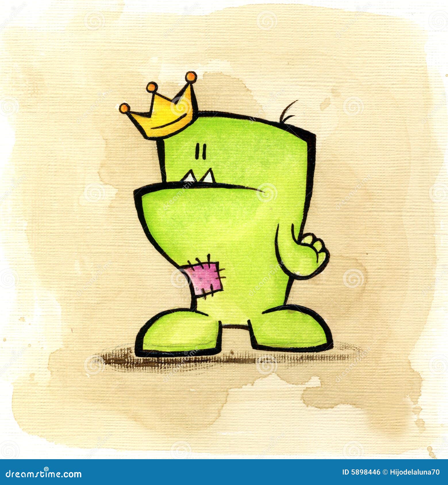 Groen monster met kroon stock illustratie. Illustration of creatief ...