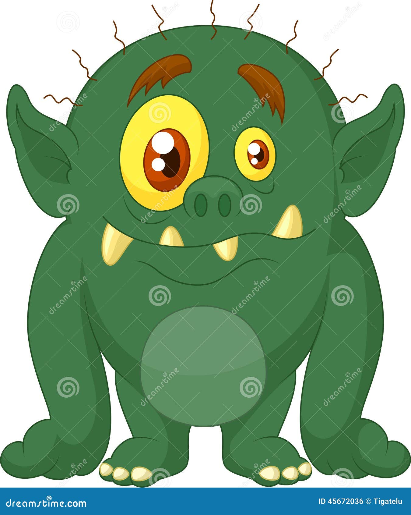 Groen monsterbeeldverhaal vector illustratie. Illustration of fantasie ...