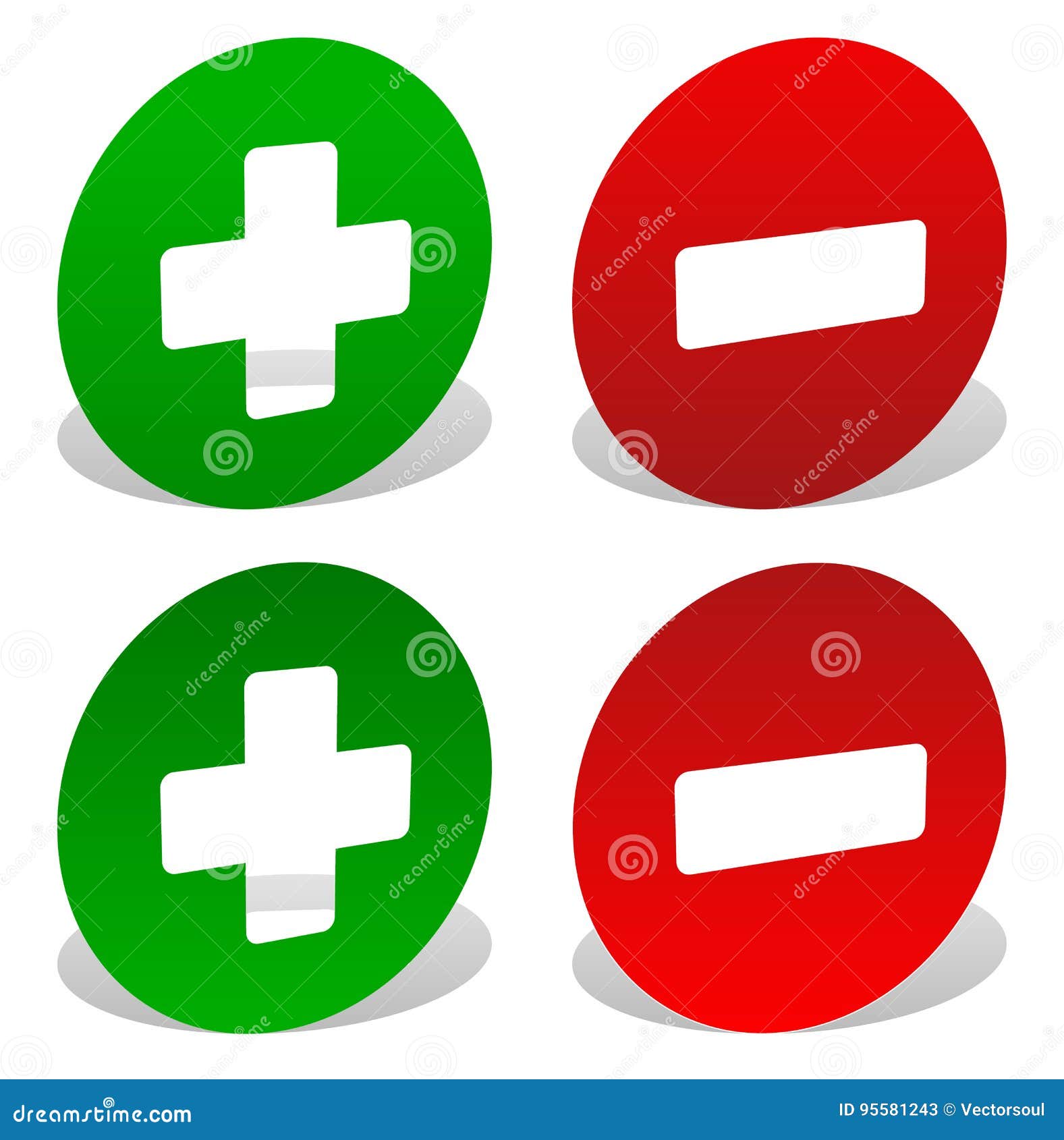 Groen, Rood Plus, Minus Teken Over Cirkels Vector Illustratie ...