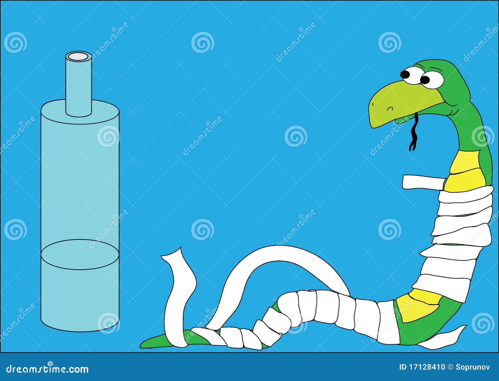 Groen, slang, reptiel vector illustratie. Illustratie bestaande uit ...