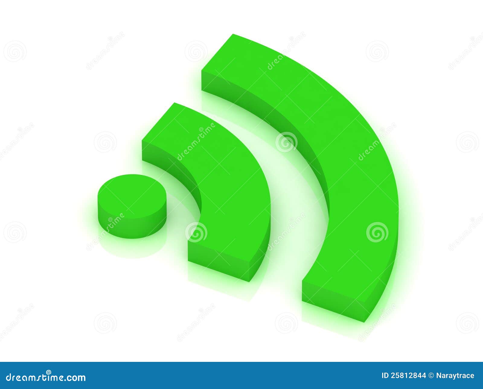 Groen symbool RSS op wit stock illustratie. Illustration of render ...
