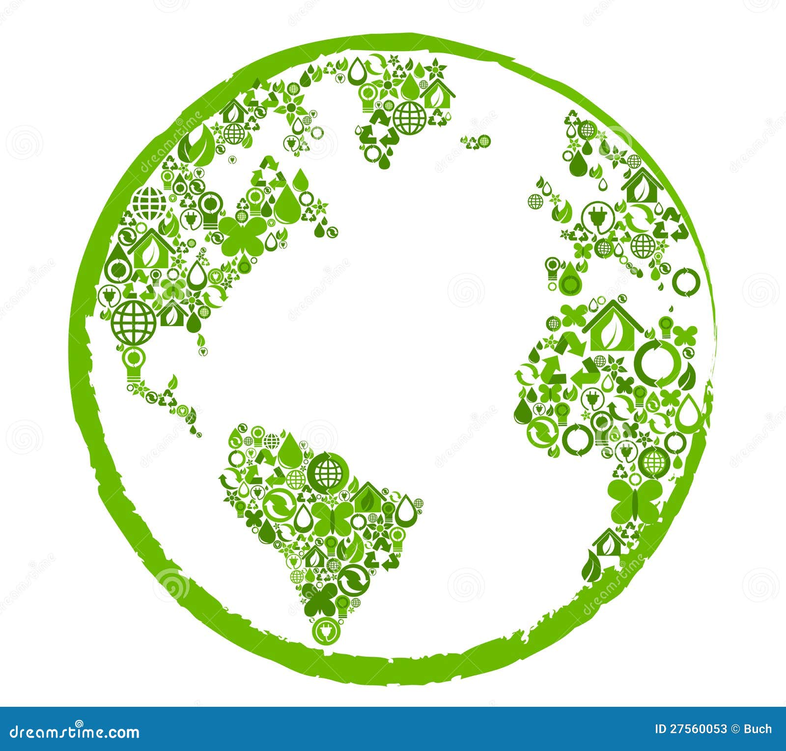 Groene Aarde Met Ecologische Symbolen Vector Illustratie - Illustration ...