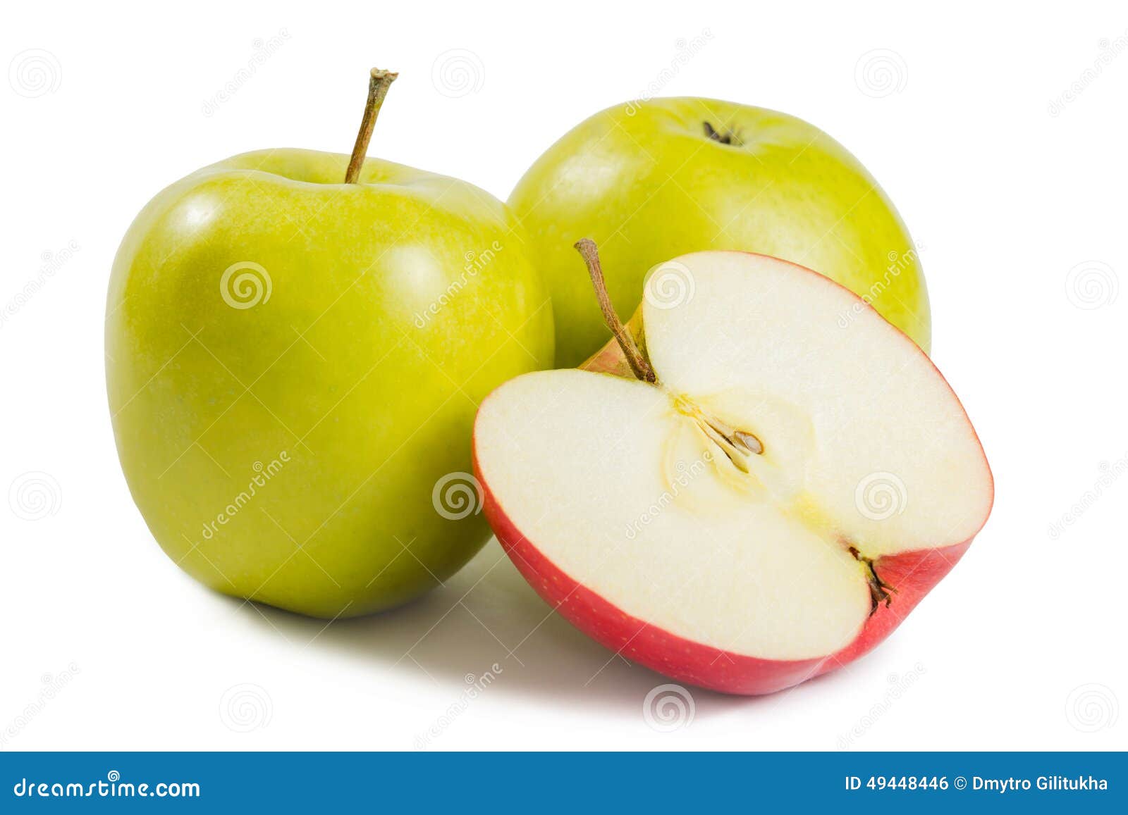 Groene appel met de helft stock foto. Image of geïsoleerd - 49448446