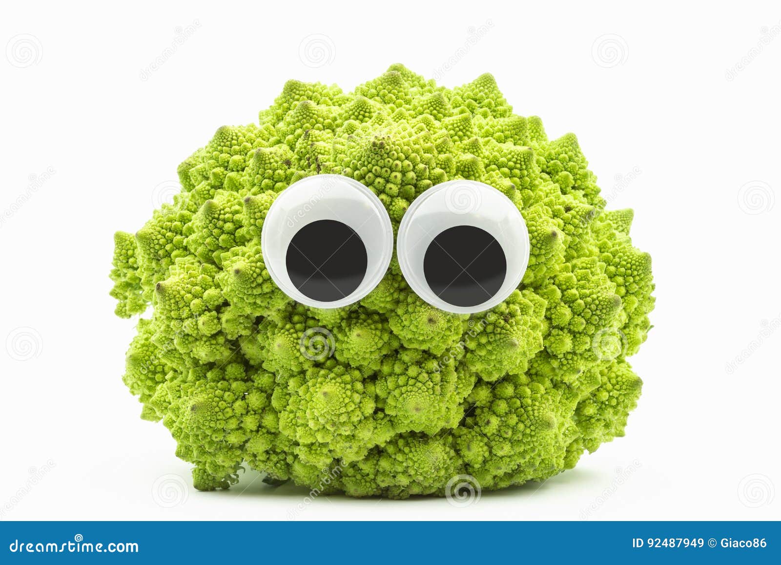 Groene Bloemkool Met Googly Ogen Op Witte Achtergrond Stock Afbeelding ...