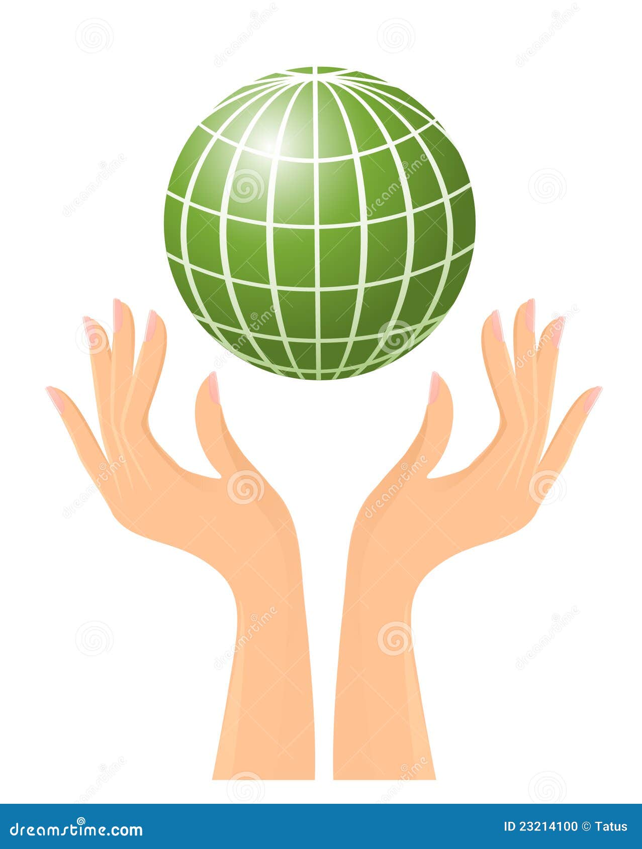 Groene bol en handen vector illustratie. Illustration of hoop - 23214100