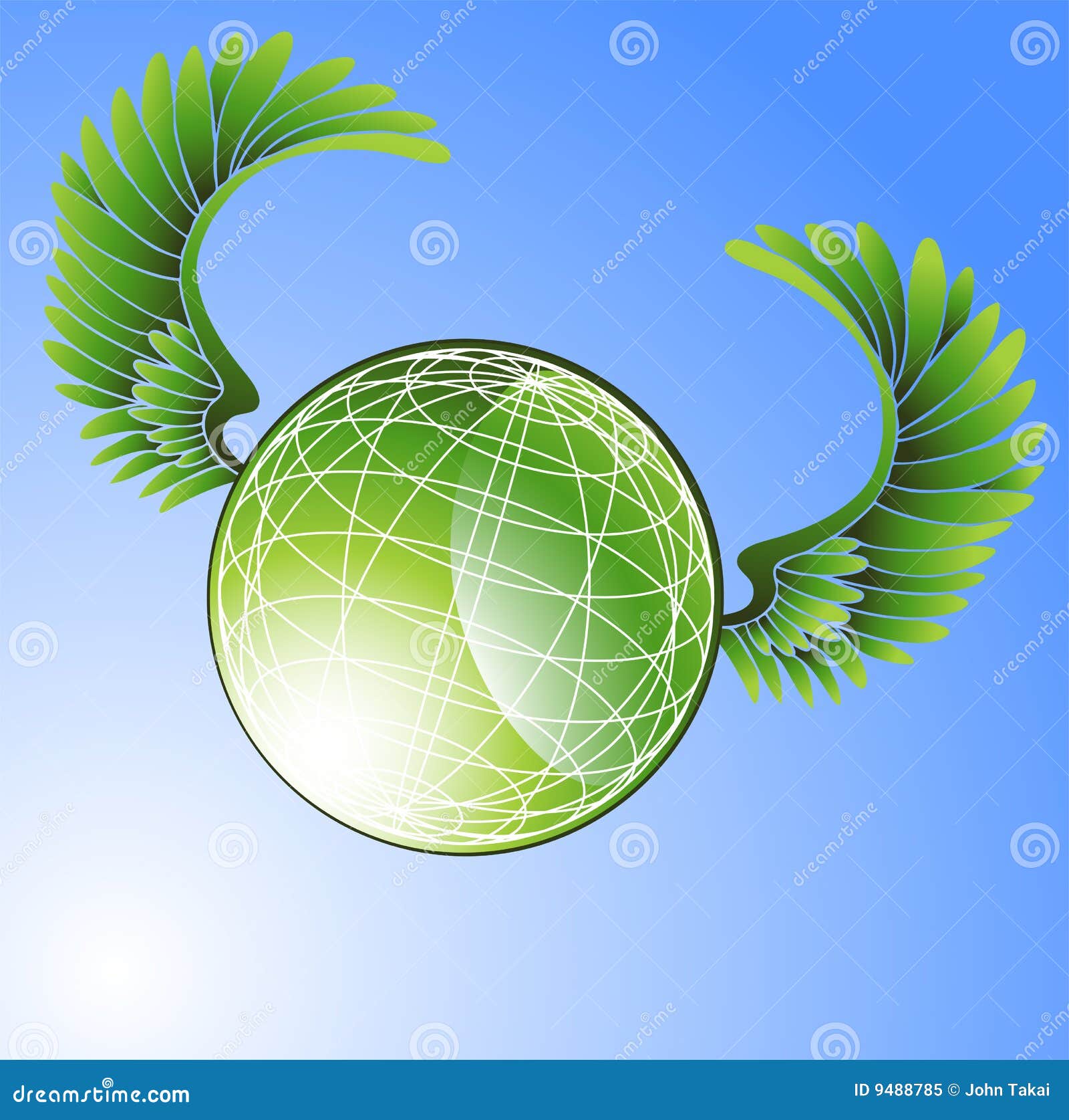 Groene Bol met Vleugels vector illustratie. Illustration of besparing ...