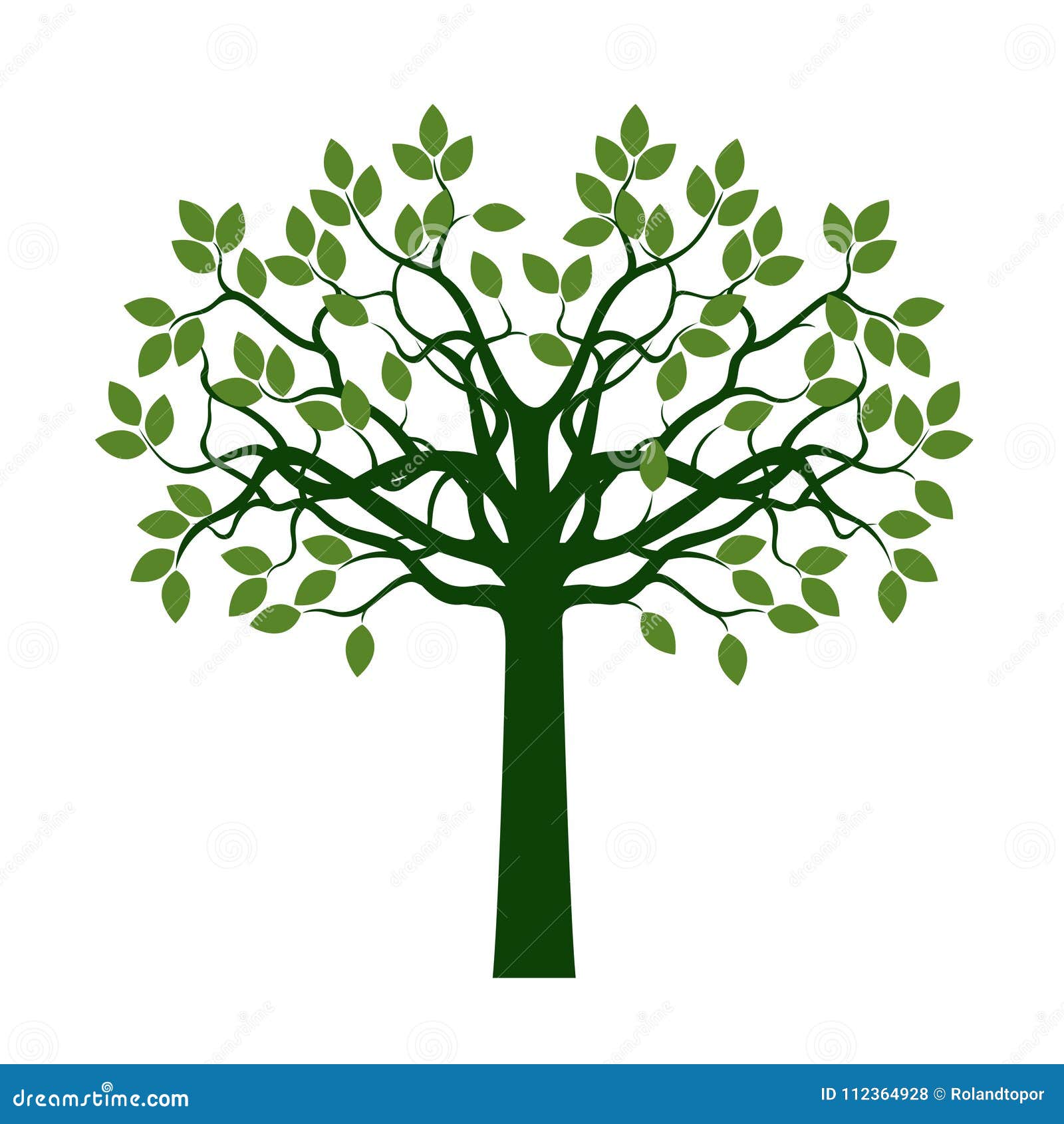Groene Boom Met Bladeren Vectorillustratie En Grafisch Element Stock ...