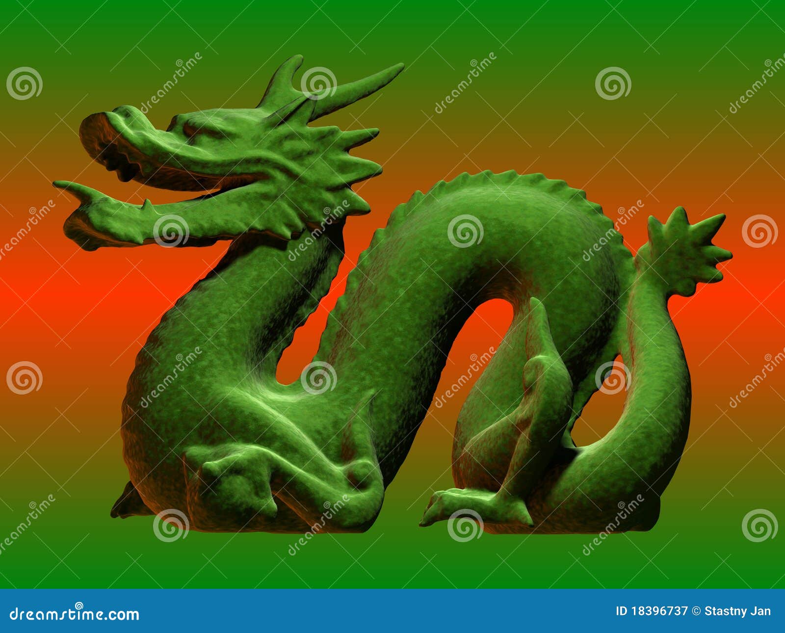 Groene Chinese Draak stock illustratie. Illustration of sinaasappel ...