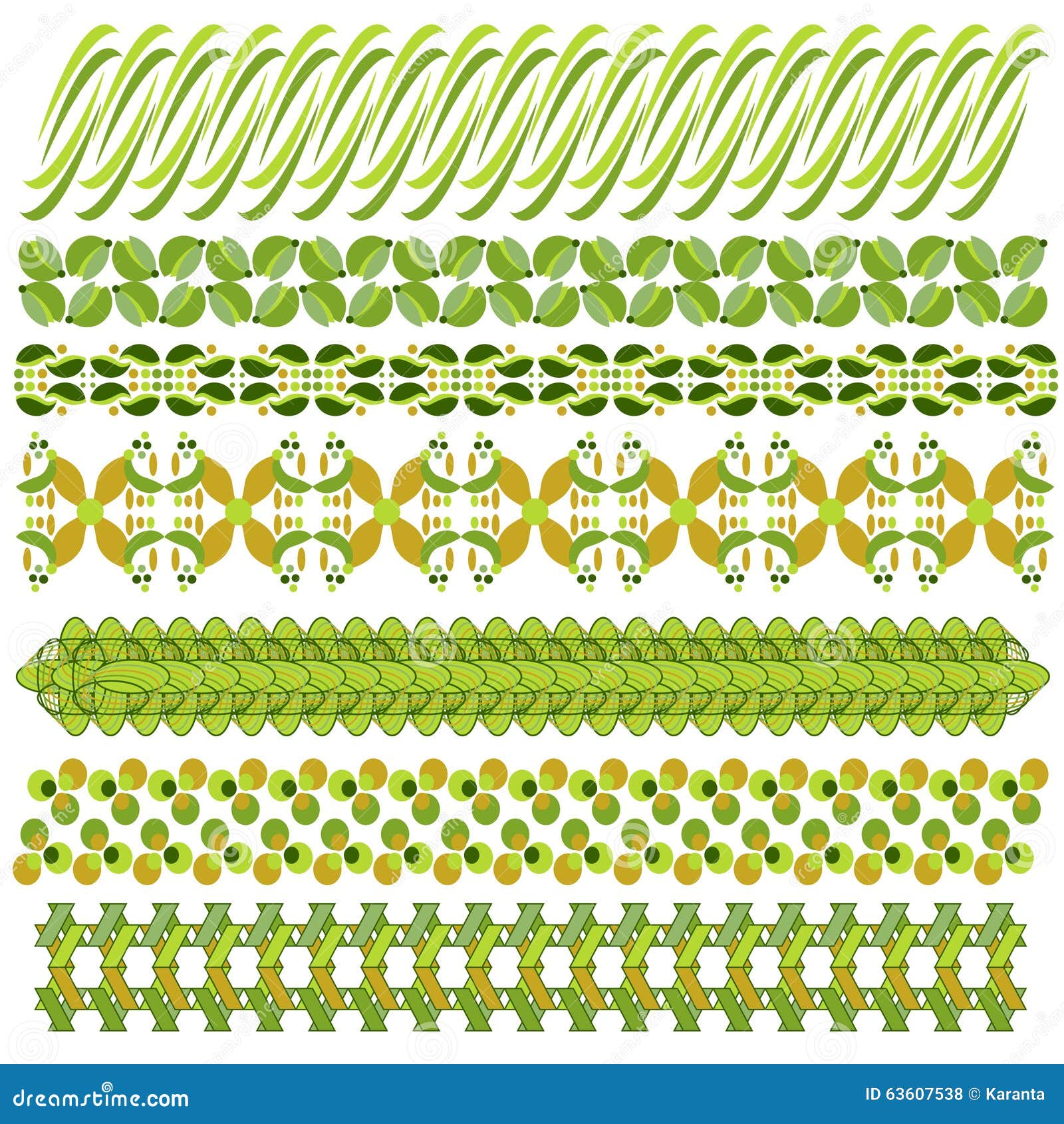 Groene En Bruine Versiering of Grensinzameling Vector Illustratie ...