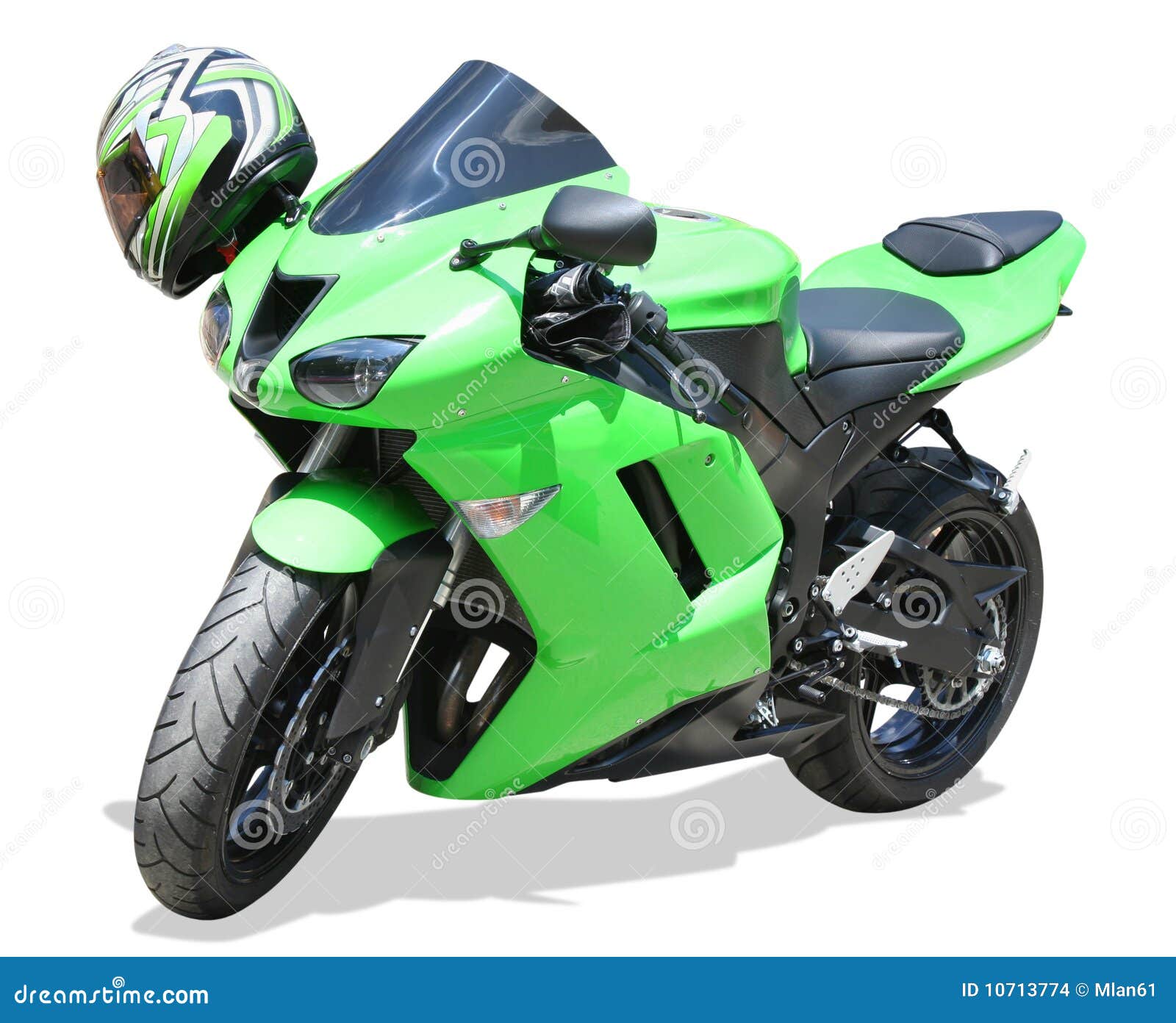 Groene Motorfiets stock foto. Image of motor, motorfiets - 10713774