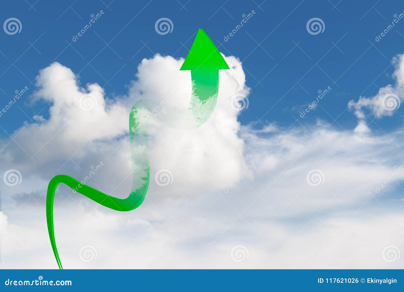 Groene Pijlstijgingen Omhoog Van Wolken Stock Foto - Image of wolk ...