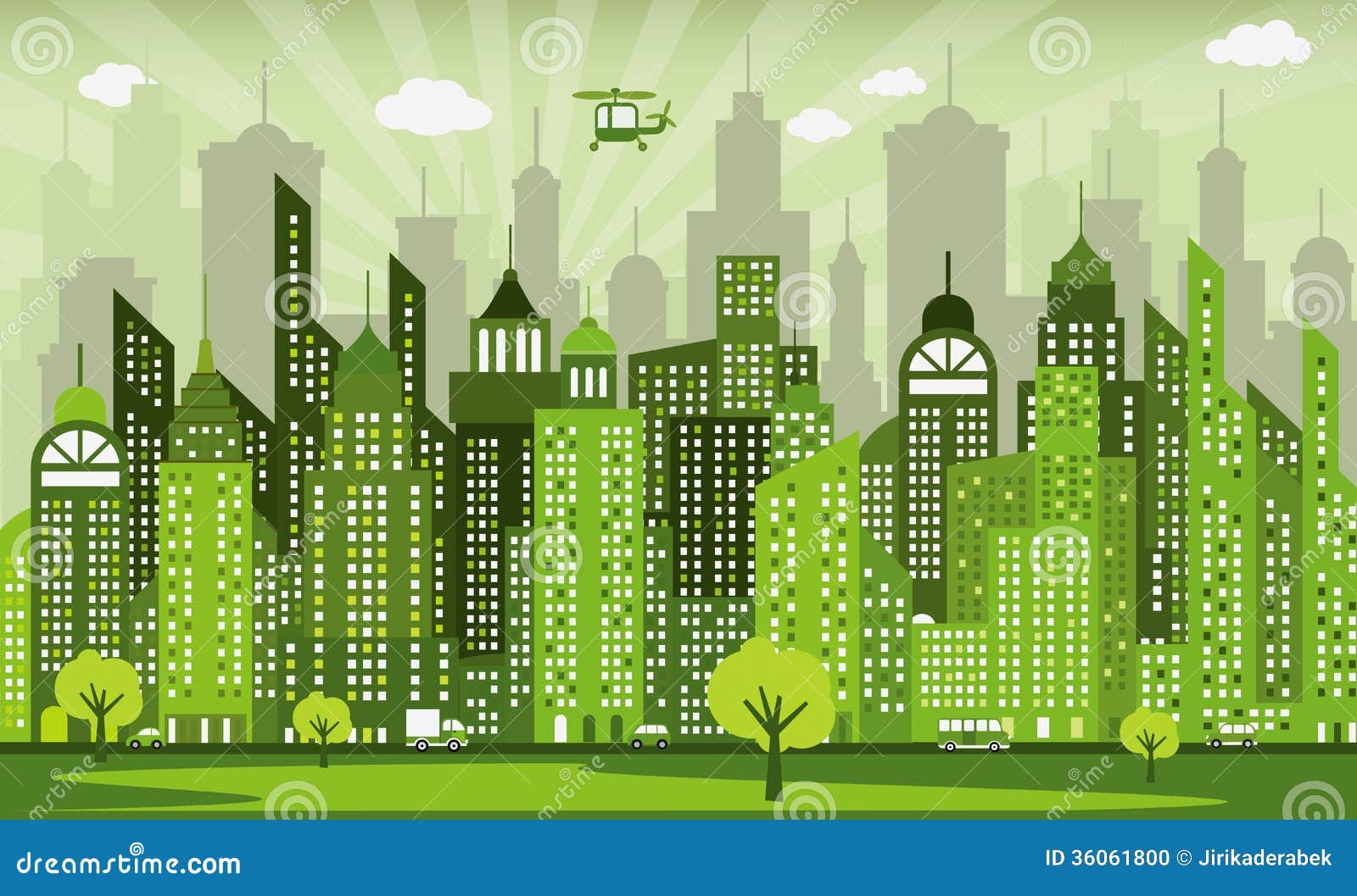 Groene stad vector illustratie. Illustration of blokken - 36061800
