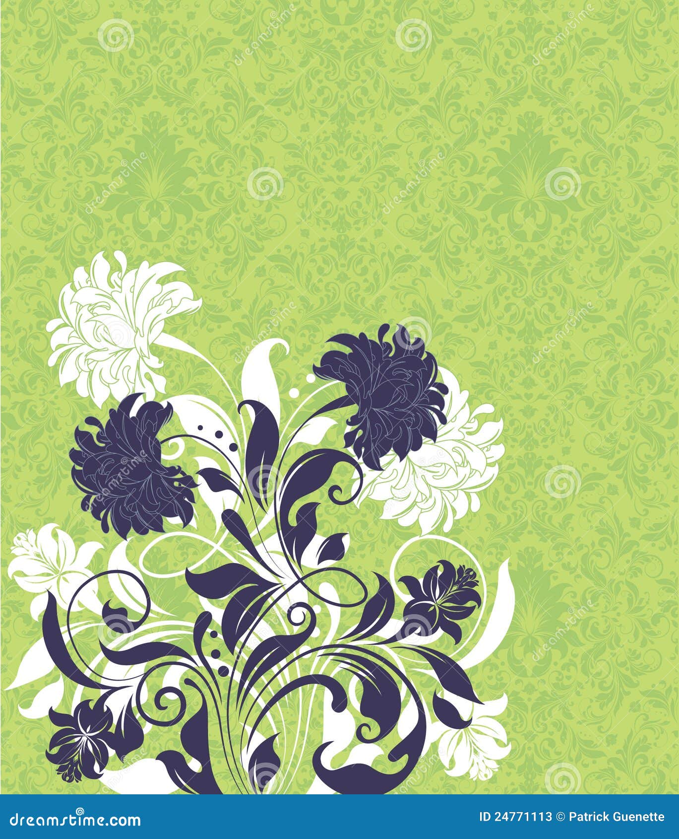 Groene uitnodigingskaart vector illustratie. Illustration of krul ...