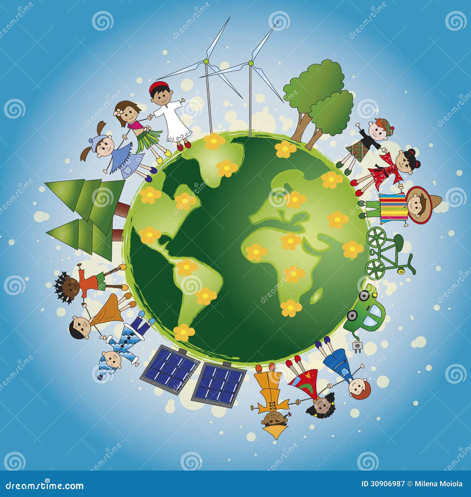 Groene wereld stock illustratie. Illustration of getrokken - 30906987