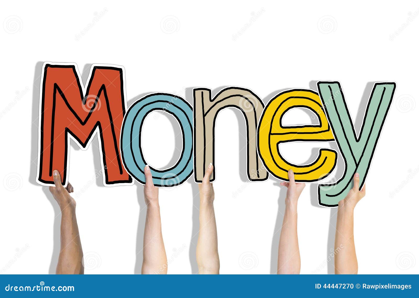 Groep Die Handen Het Word Geld Houden Stock Illustratie - Illustration ...