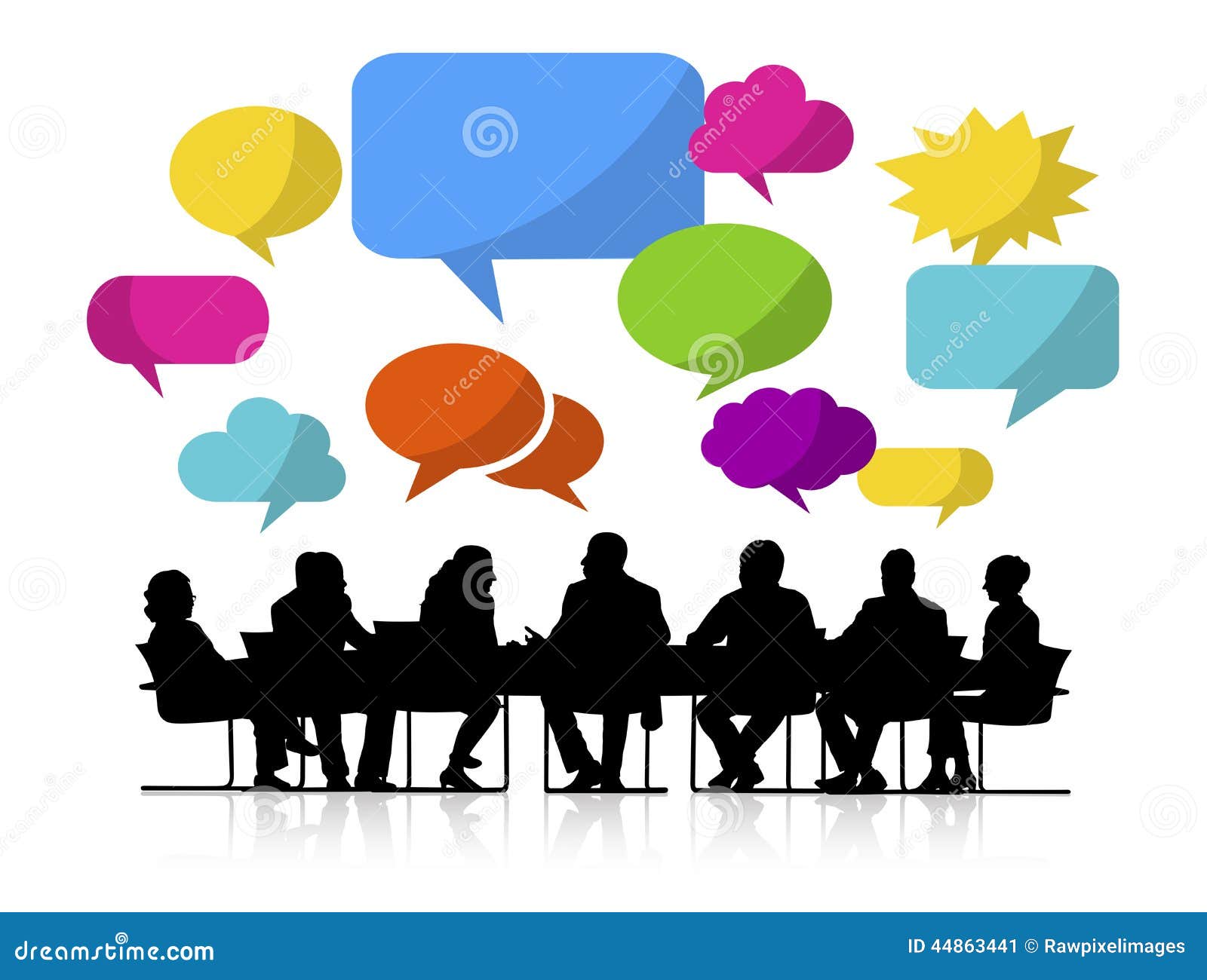 Groep Die Mensen Toespraakbellen Samenkomen Stock Illustratie ...