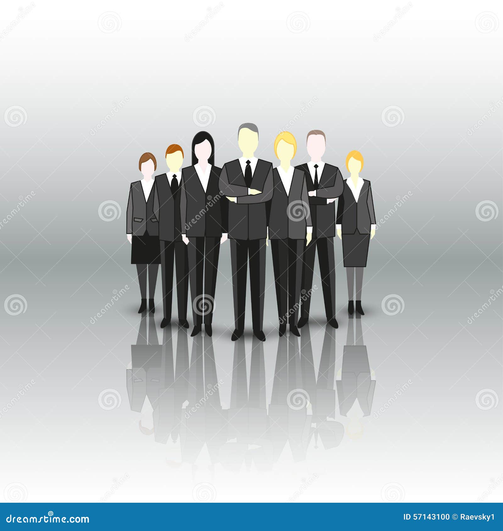 Groep Een Professioneel Commercieel Team Karakters Vector Illustratie ...