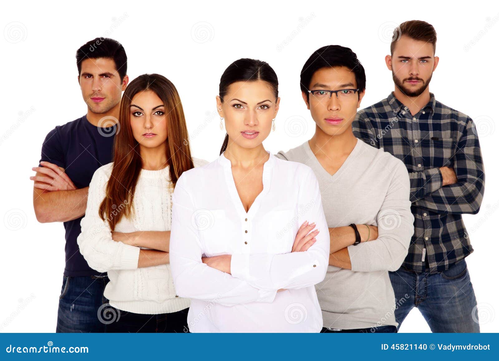 Groep Ernstige Mensen Met Gevouwen Wapens Stock Foto - Image of ...