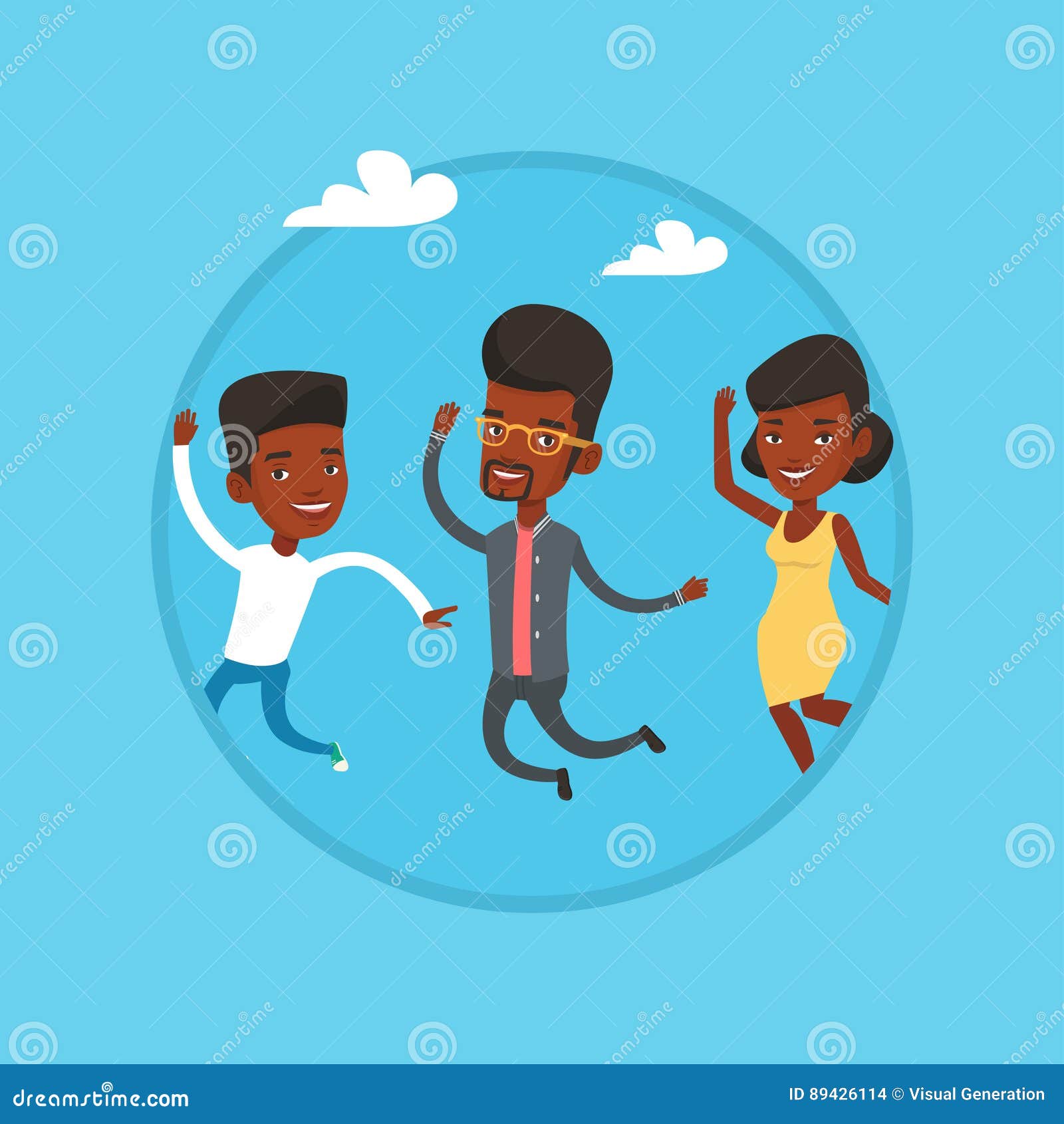 Groep Het Blije Jongeren Springen Vector Illustratie - Illustration of ...