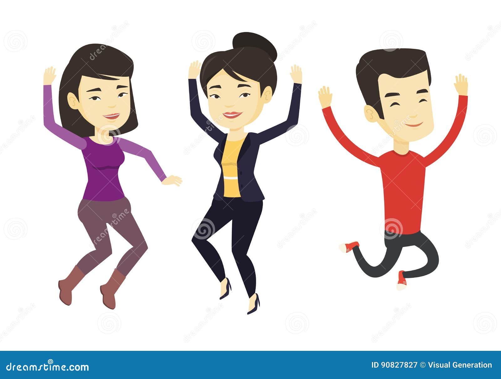 Groep Het Blije Jongeren Springen Vector Illustratie - Illustration of ...