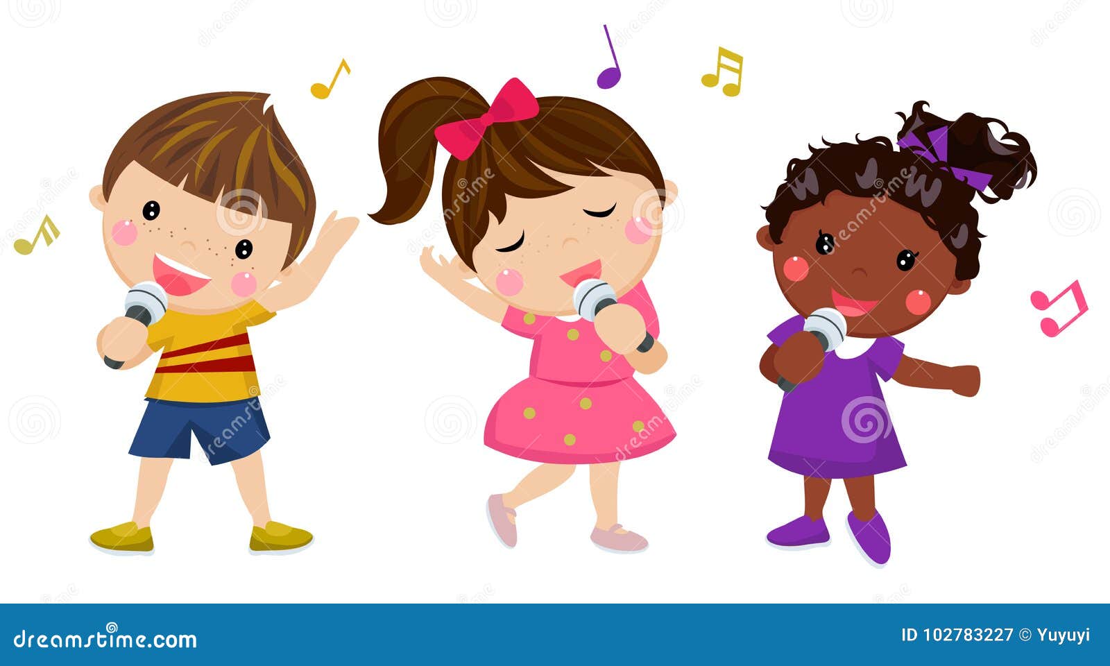 Groep Het Gelukkige Kinderen Zingen Vector Illustratie - Illustration ...