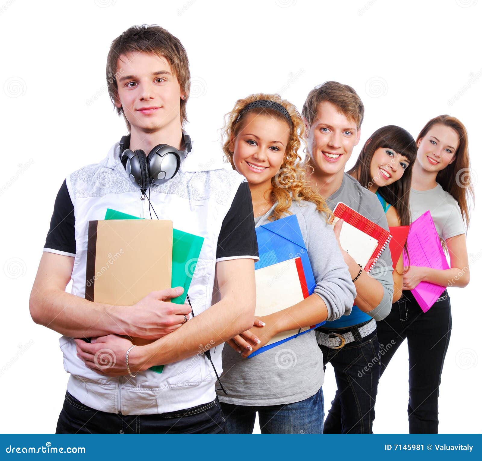 Groep Jonge Glimlachende Studenten Stock Afbeelding - Image of geluk ...