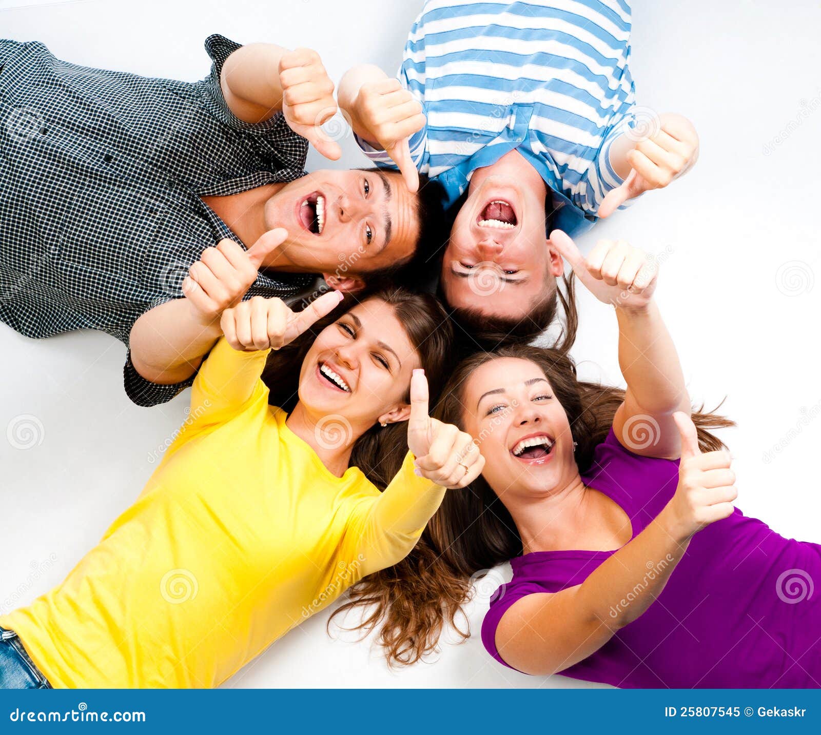 Groep Jonge Mensen Met Omhoog Duimen Stock Afbeelding - Image of ...