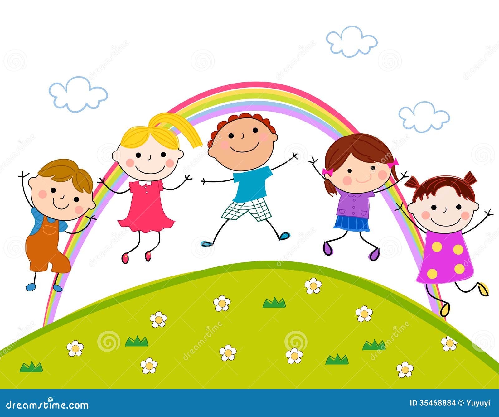 Groep Kinderen Het Springen Vector Illustratie - Illustration of ...