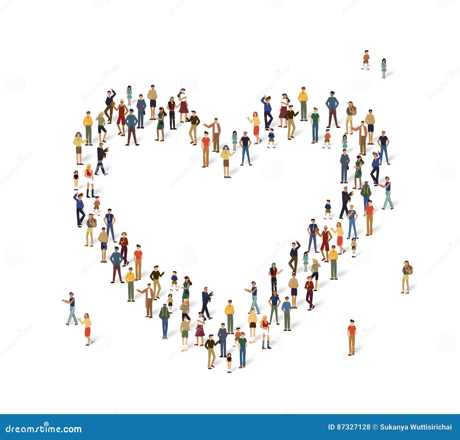Groep Mensen in De Vorm Van Een Hart Stock Illustratie - Illustration ...