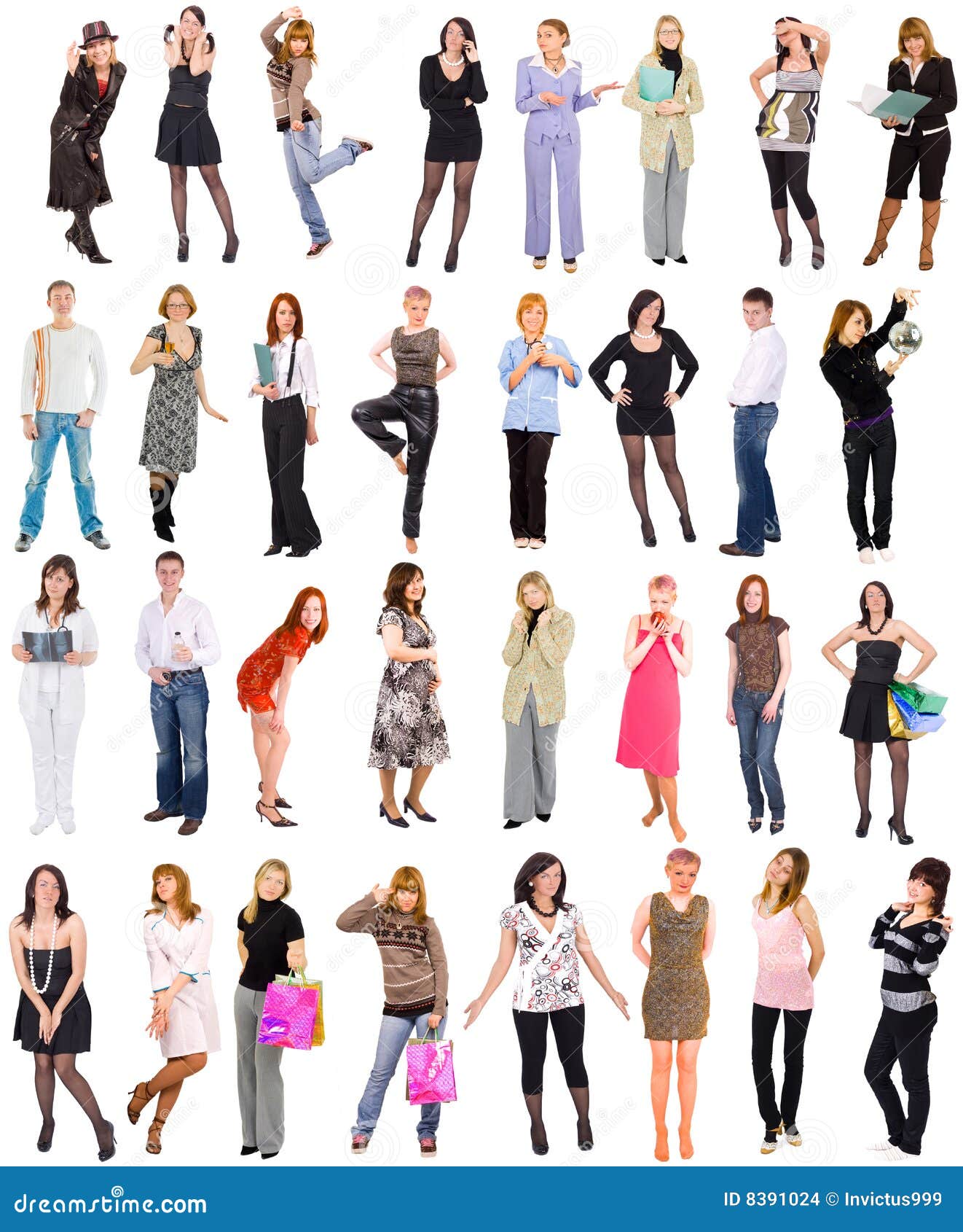 Groep Mensen Die Over Wit Wordt Geïsoleerd¯ Stock Foto - Image of ...