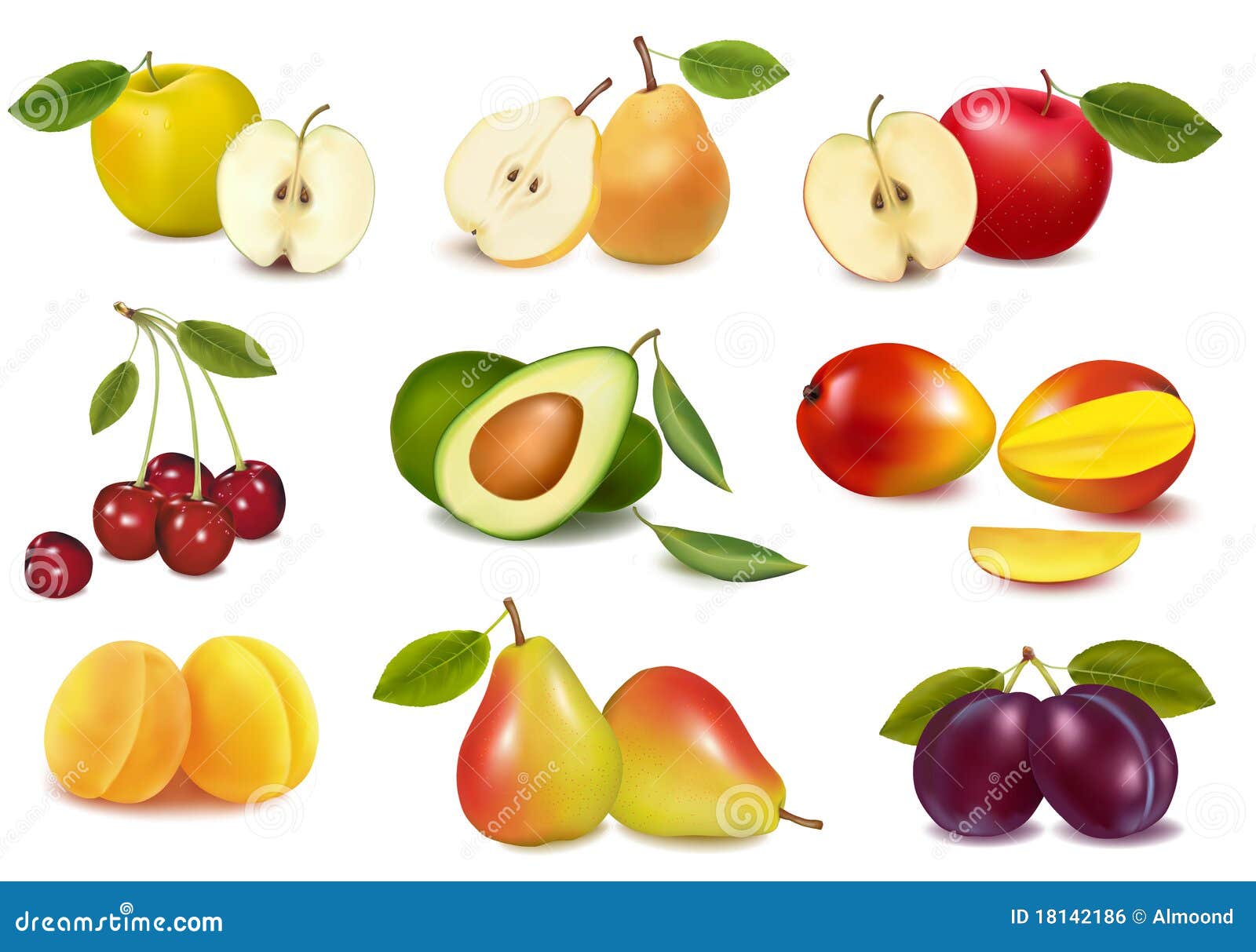 Groep Met Verschillende Soorten Fruit. Vector Illustratie ...