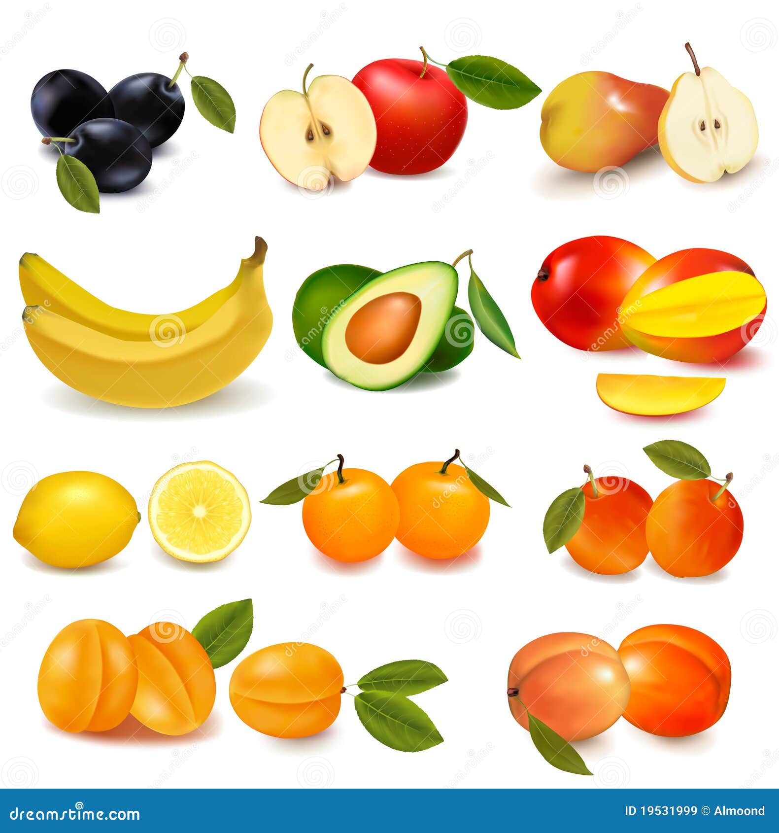 Groep Met Verschillende Soorten Fruit. Vector Illustratie ...