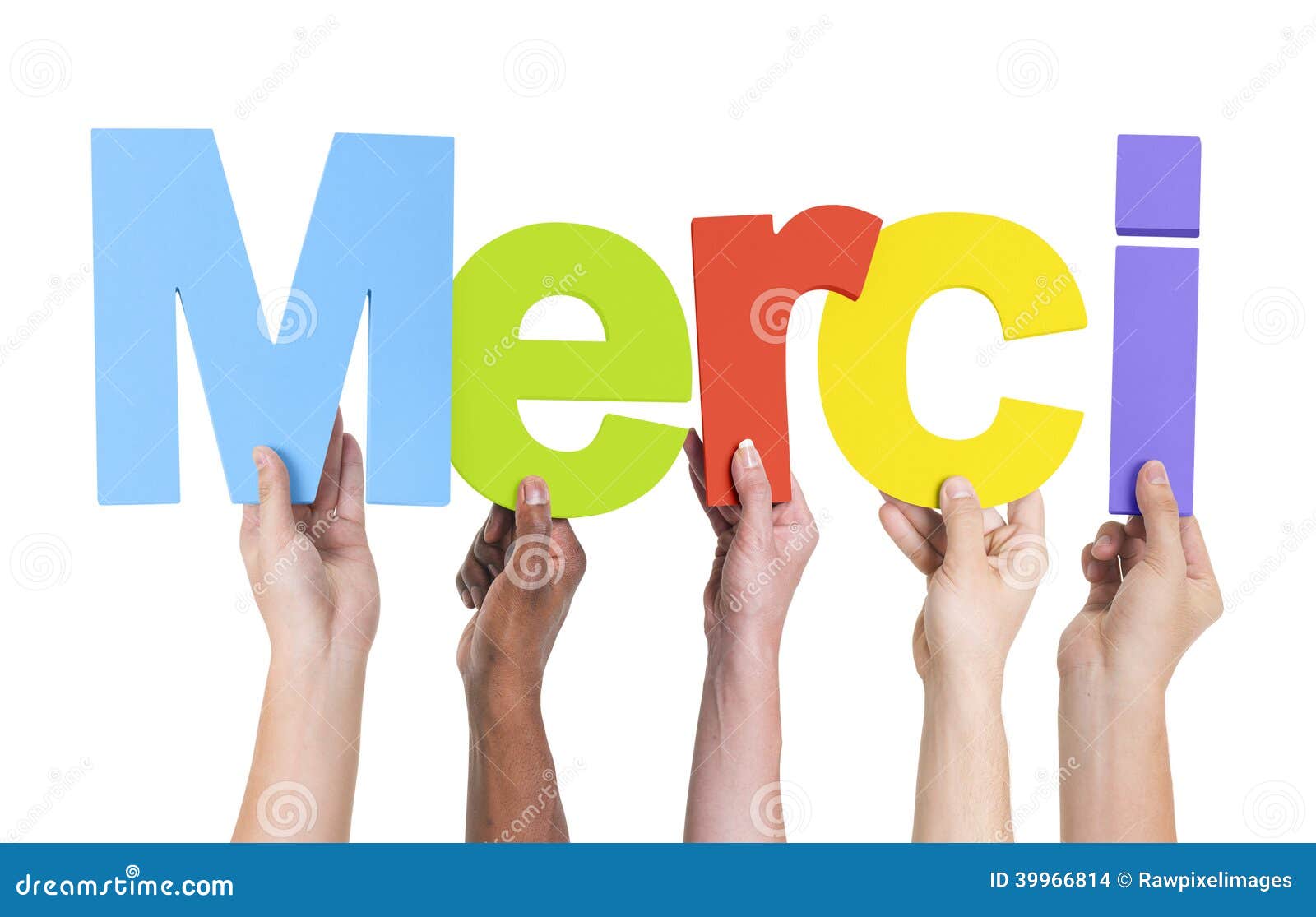 Groep Multi-etnische Handenholding Merci Stock Foto - Image of woord ...