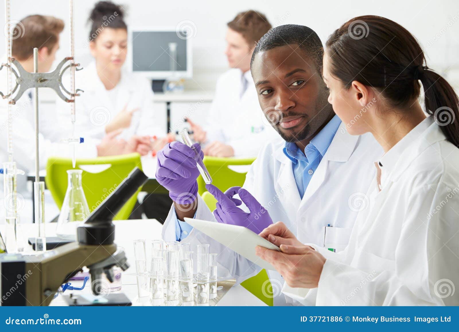 Groep Technici Die in Laboratorium Werken Stock Foto - Image of ...