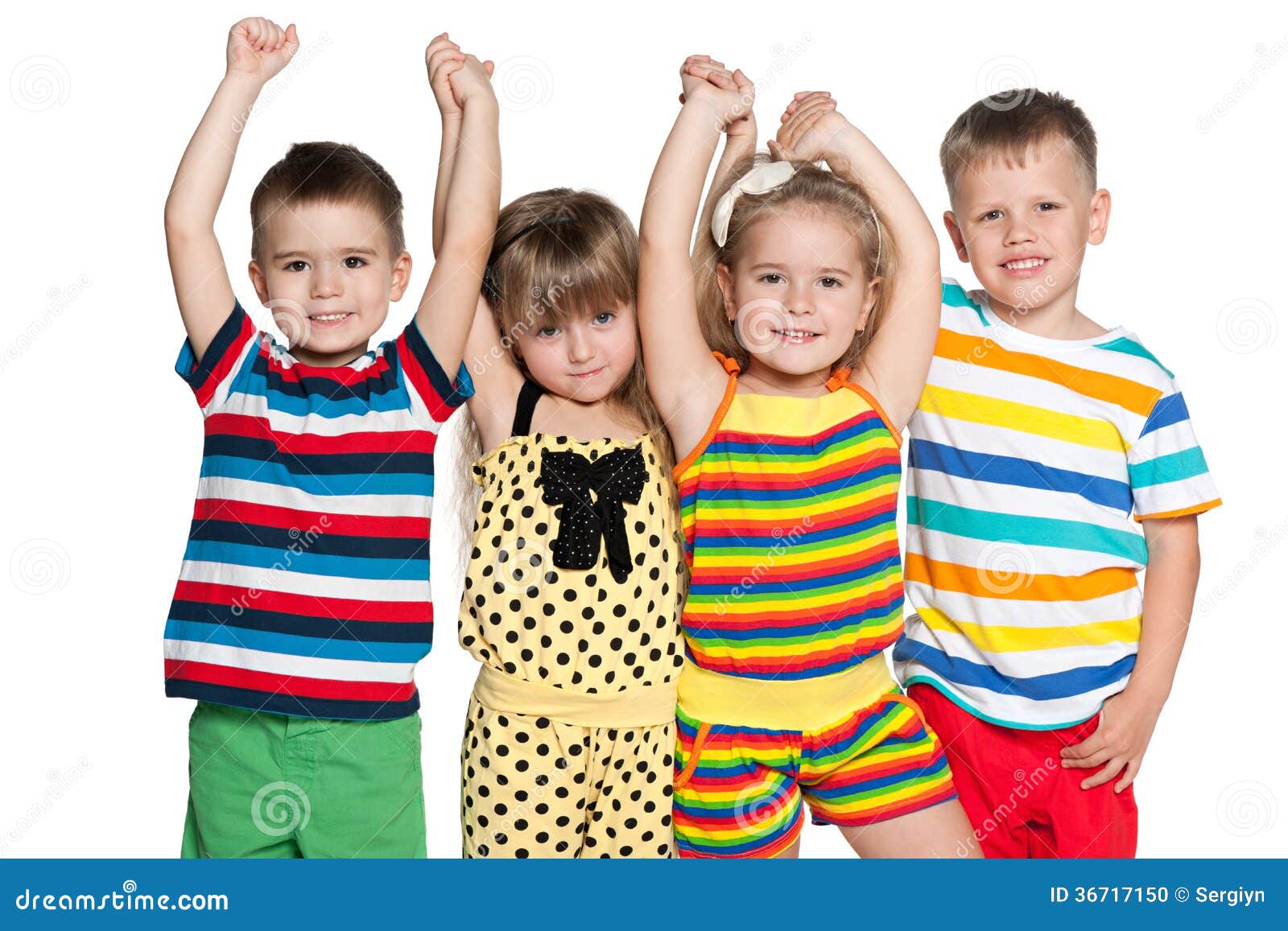 Groep Van Vier Blije Kinderen Stock Foto - Image of vrienden ...