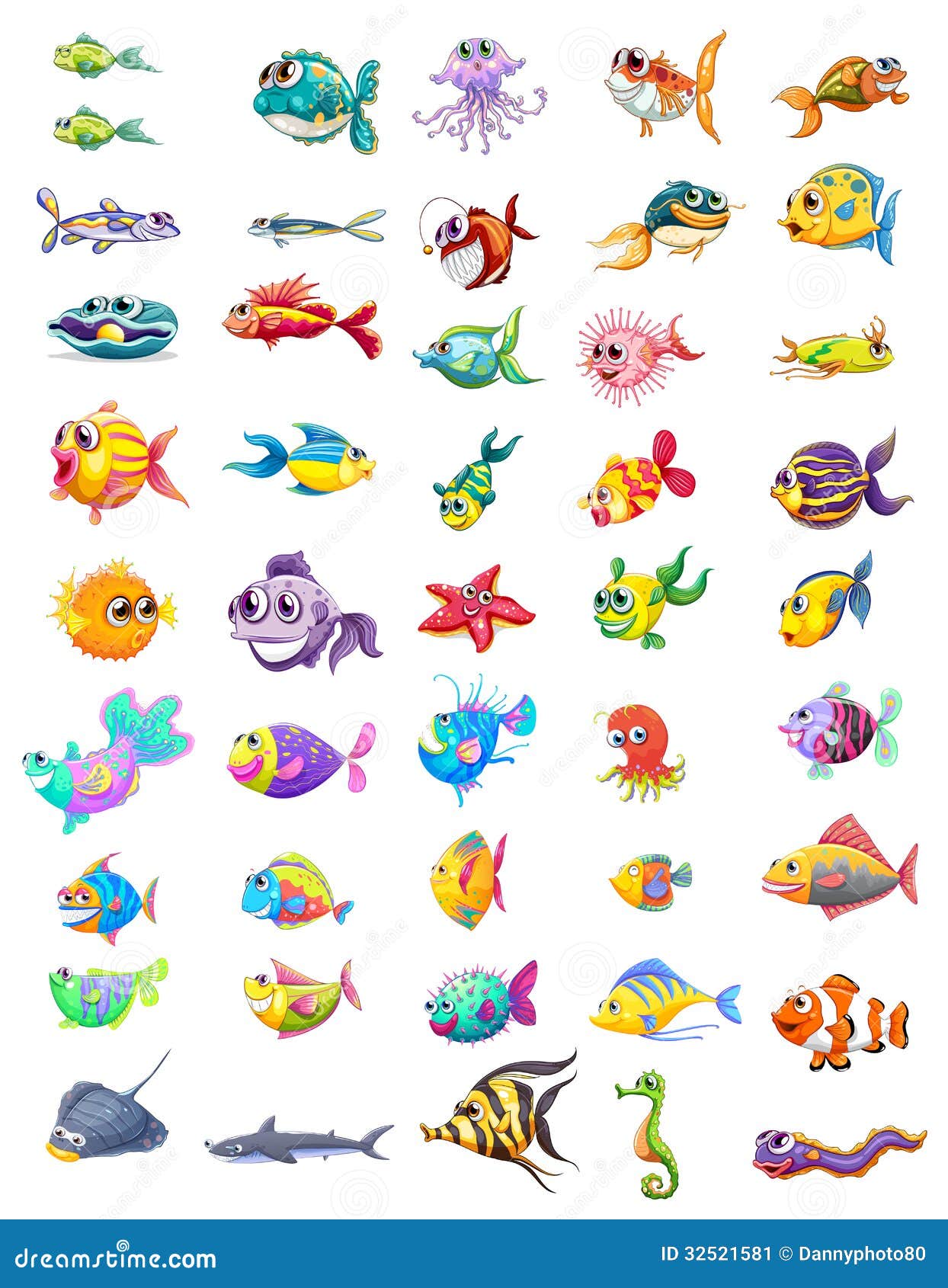 Groep verschillende vissen vector illustratie. Illustration of ...