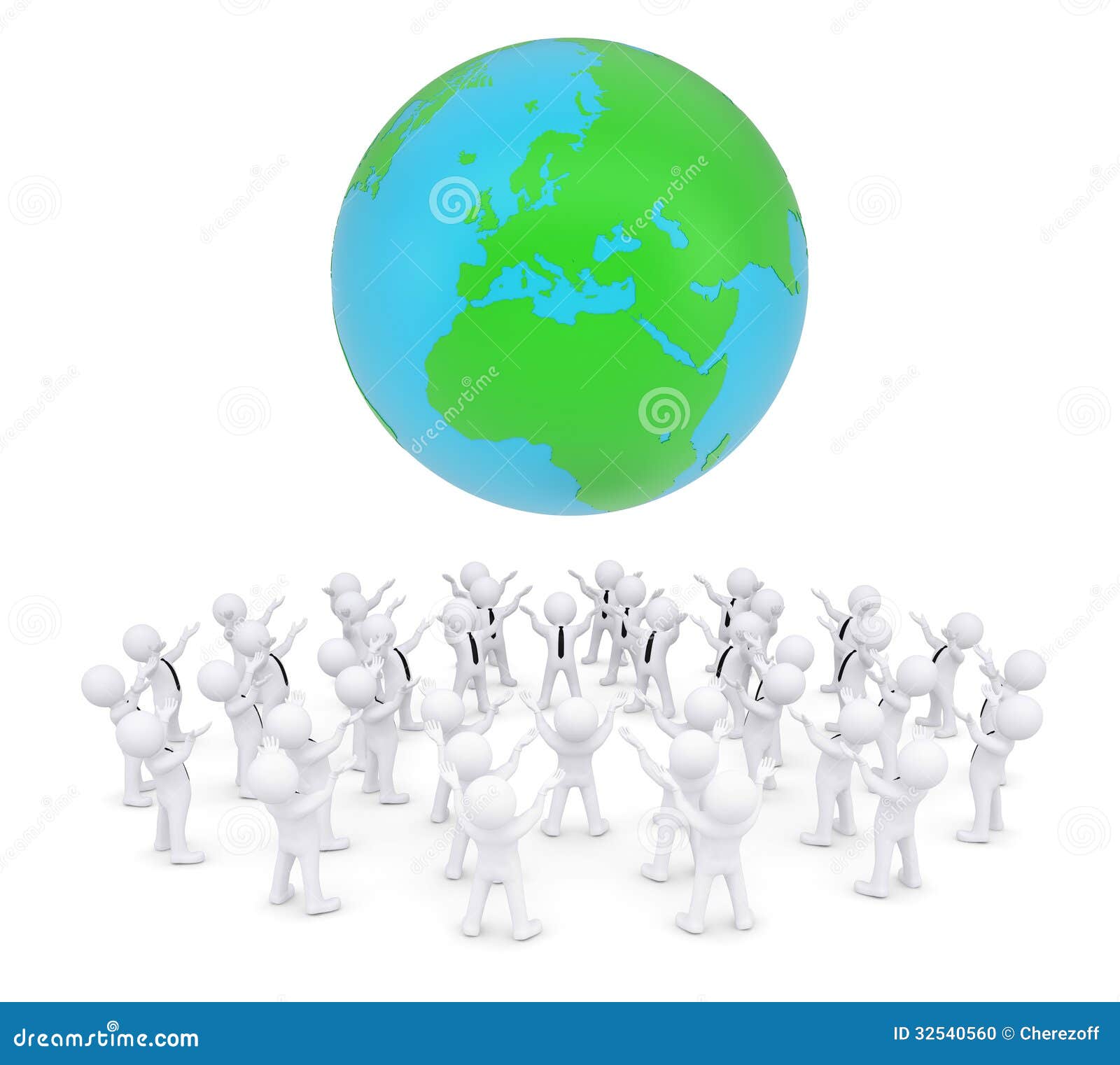 Groep Witte Mensen Die Aarde Worshiping Stock Illustratie ...