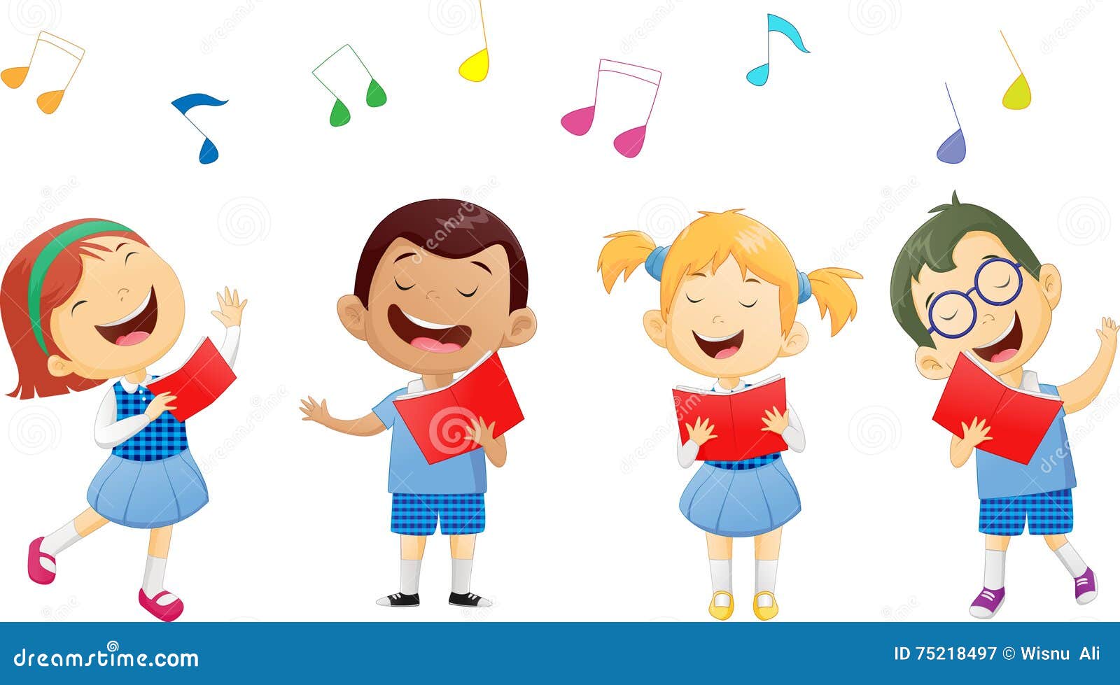 Groepen Schoolkinderen Die in Koor Zingen Vector Illustratie ...