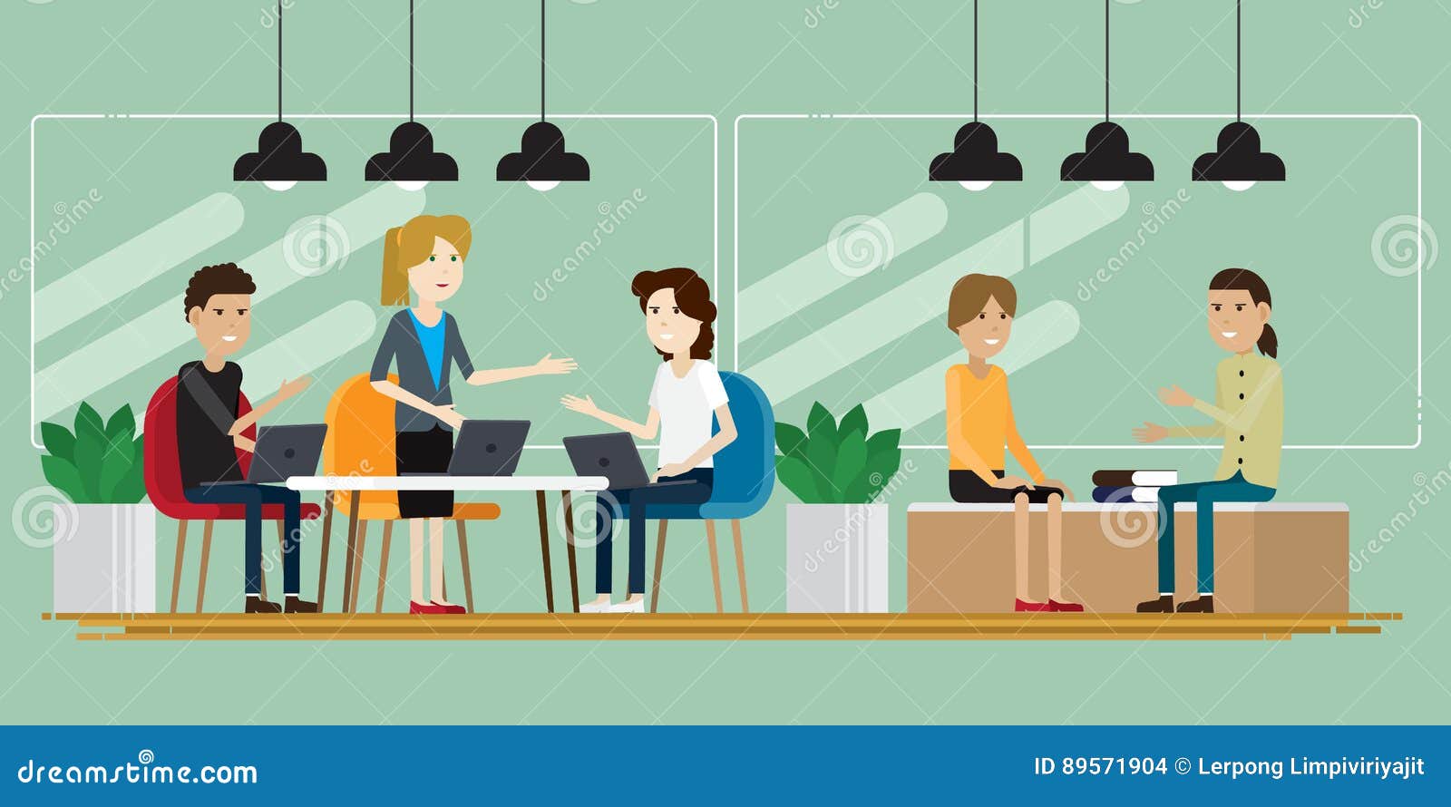 Groeps Creatieve Mensen Die in Het Mede Werken Werken Vector ...