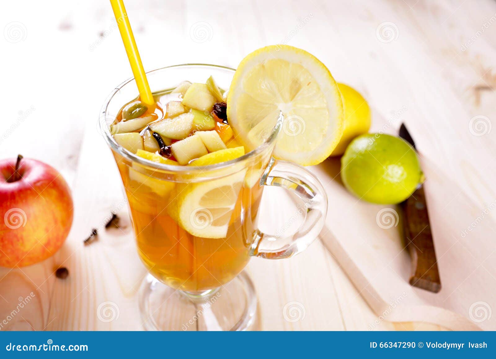 Grog with Lime, Lemon and Apple Stock Photo - Image of aroma, cafeteria ...