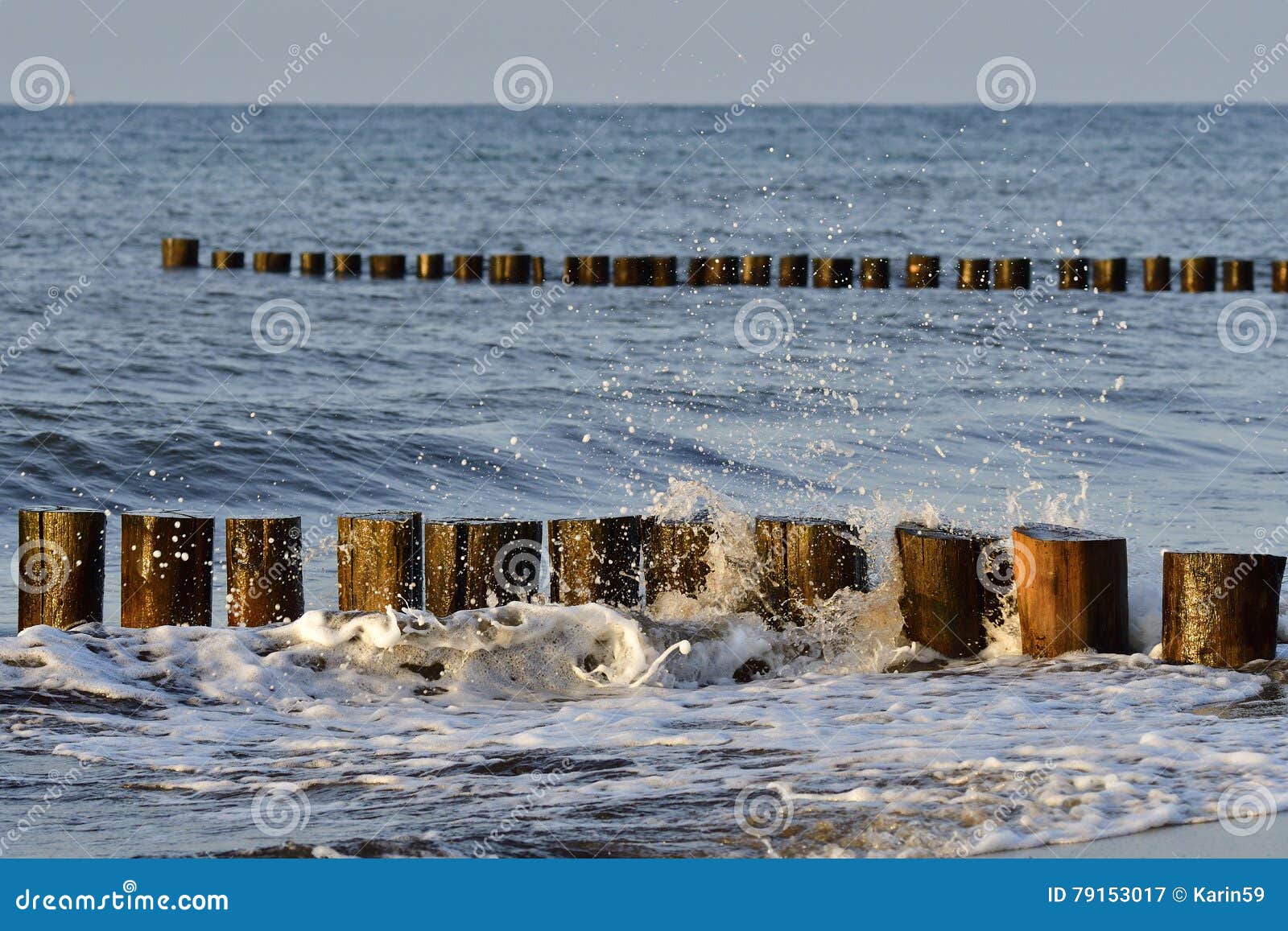 Groins and waves stock image. Image of duene, beach, coast - 79153017