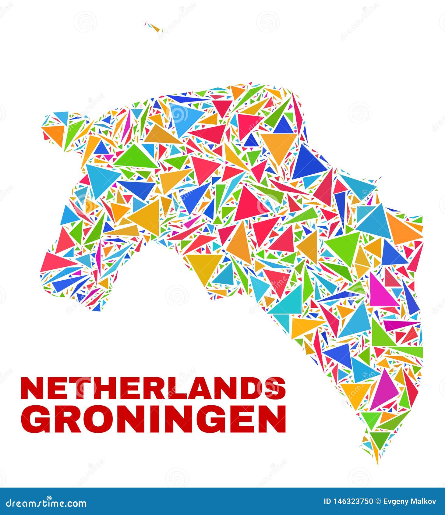 Groningen Province Map - Mosaic of Color Triangles Stock Vector ...
