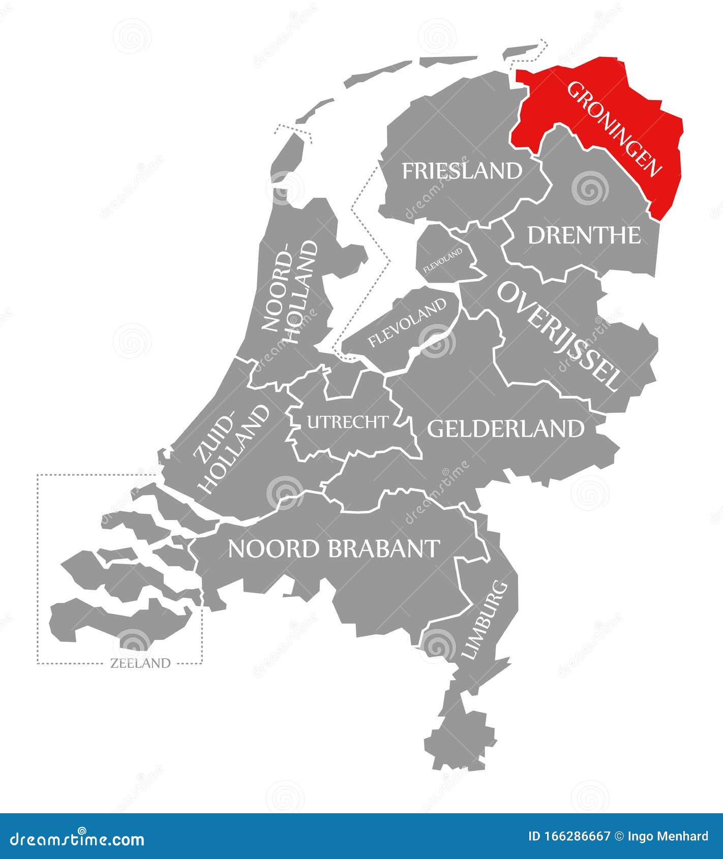 Groningen Red Highlighted in Map of Netherlands Stock Illustration ...