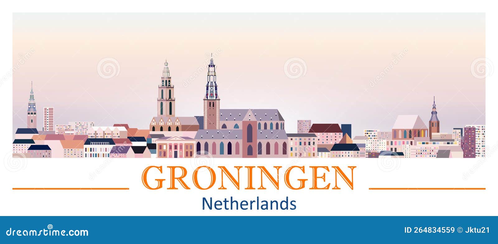 Detailed Map Of Groningen City, Linear Print Map. Cityscape Panorama ...