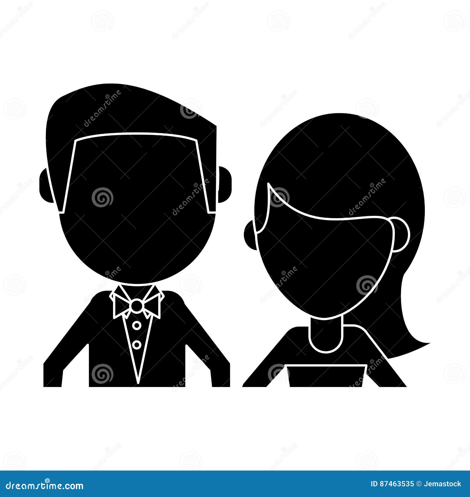 Groom and Bride Couple Pictogram Stock Vector - Illustration of ...
