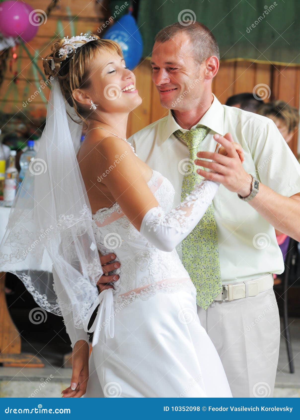 The Groom and the Bride Dance. Stock Photo - Image of dress, laughter ...