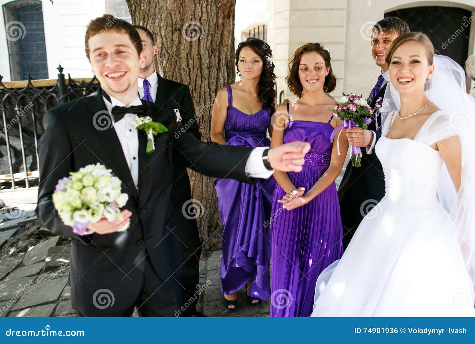 Groom with Bride and Friends Stock Photo - Image of lifestyle, beauty ...