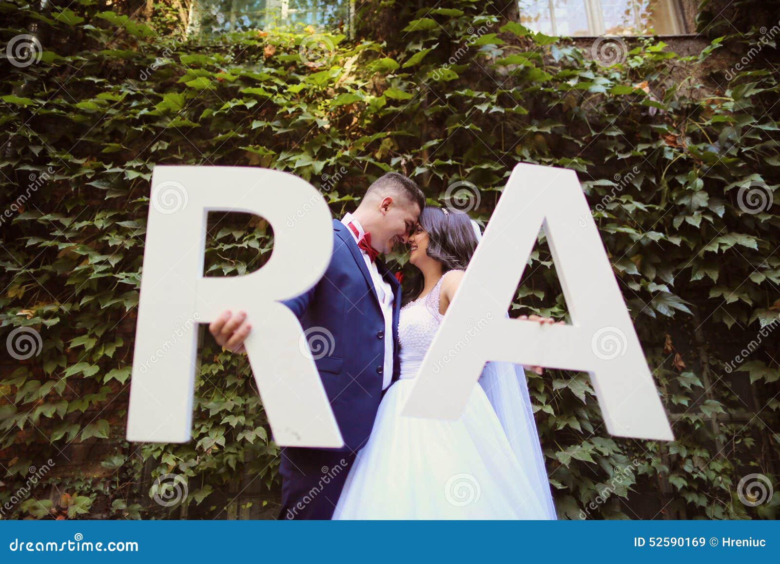 Groom and Bride Holding R and a Letters Stock Image - Image of nature ...