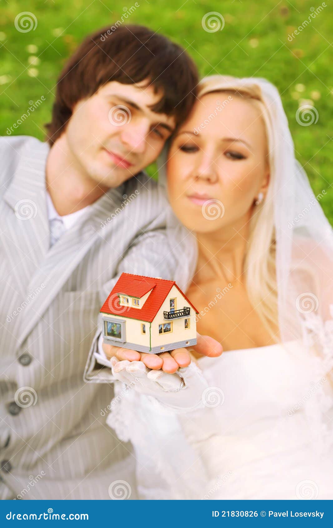 Groom and Bride Keep Small House on Hands Stock Photo - Image of hands ...
